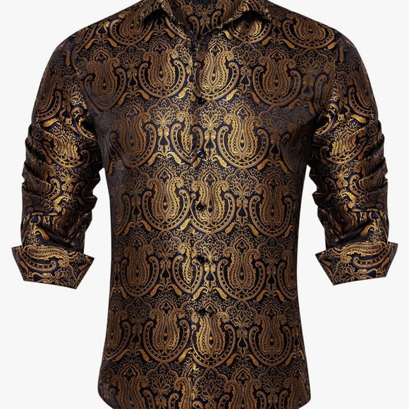 DiBanGu | Shirts | Mens Black And Gold 3x Dress Shirt Nwt | Poshmark